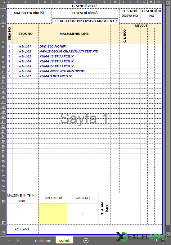 Basit Zimmet Takibi | Excel Depo - Dosya İndir